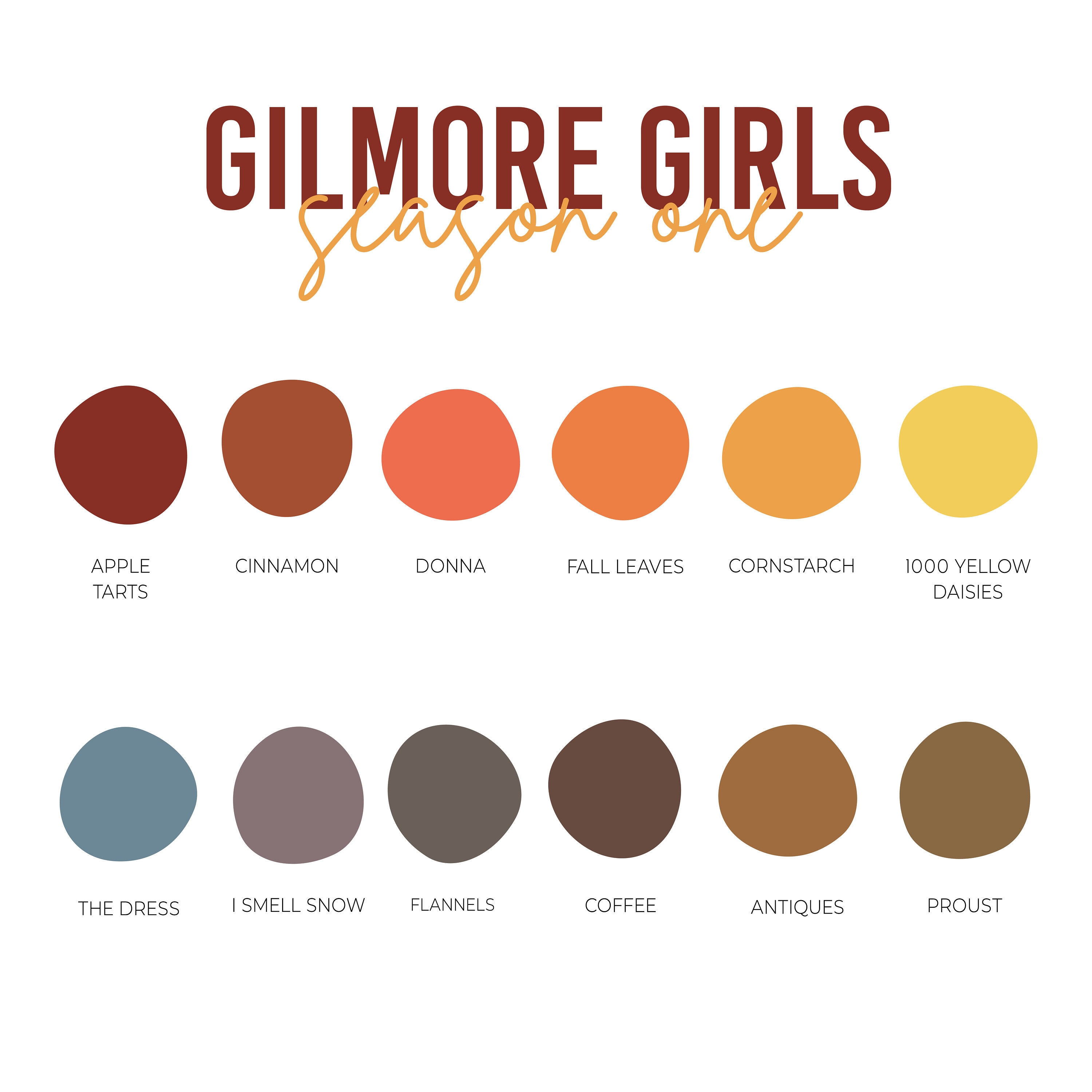 Gilmore Girls Color Palette // Gilmore Girls Fan Art, Season One Color ...