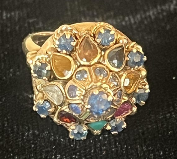 Vintage 14K Gold Multi Gemstone Ring - Gem