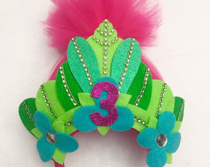 Poppy Crown, Trolls Headband, Trolls Crown, Trolls Birthday Crown ...