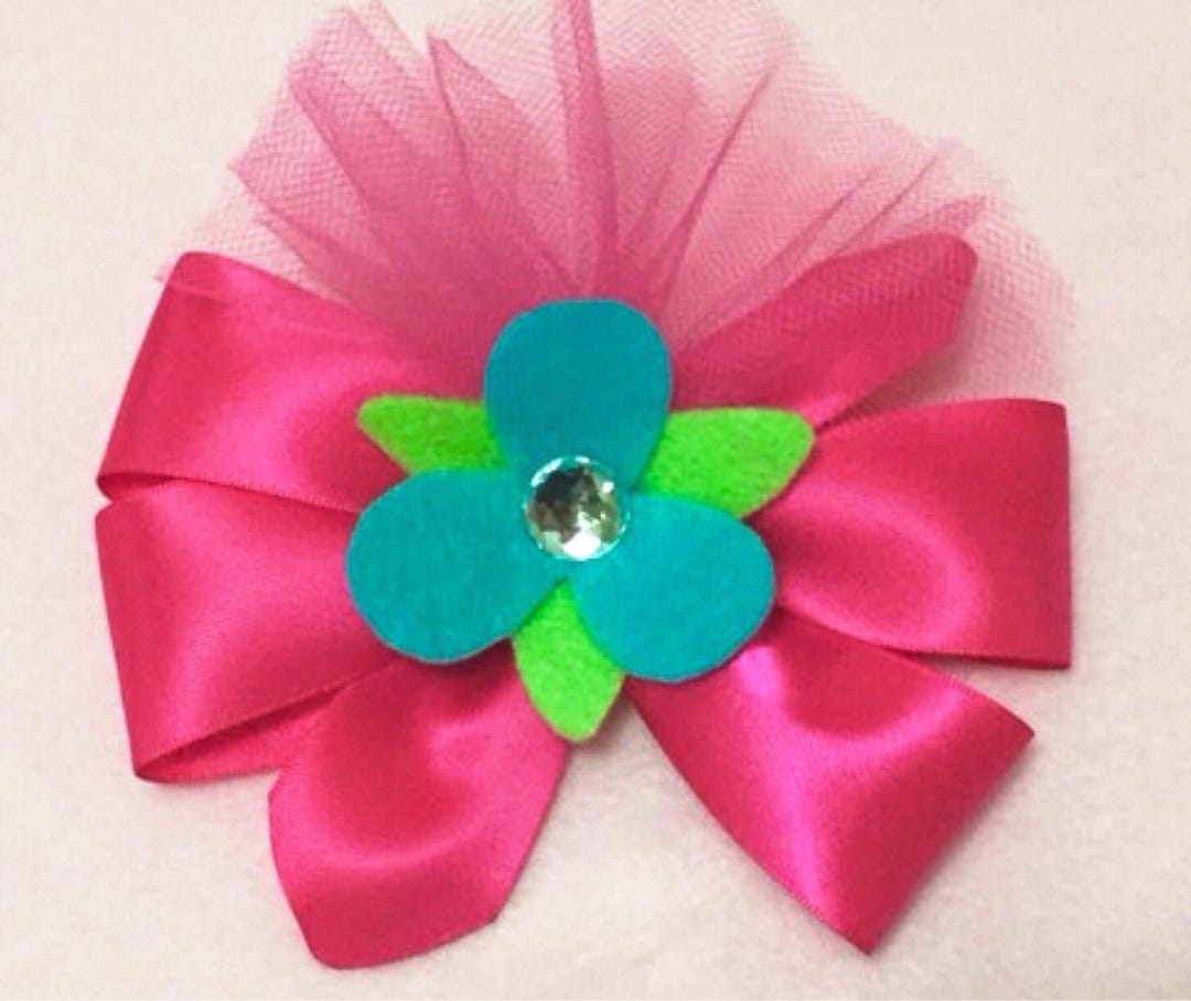 Trolls Hair Bow, Pink Trolls Hair Bow, Trolls Headband, Flower Hair Bow ...