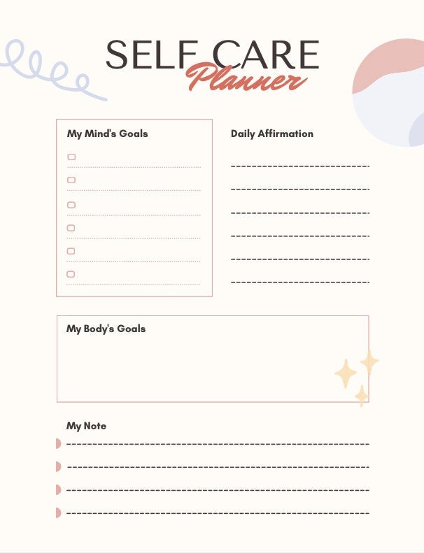 Beautiful Printable Self-care / Self-love Planner - Bundle Affirmations ...