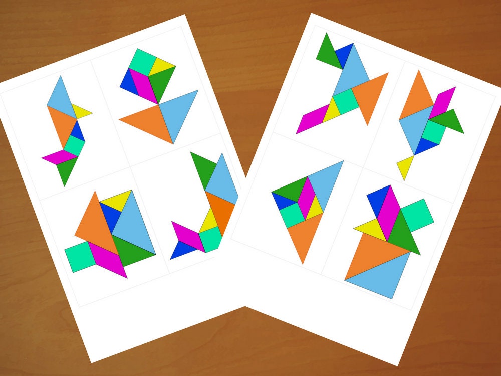 Downloadable Tangram Cards Spatial Reasoning Puzzle for Kids Tangram ...