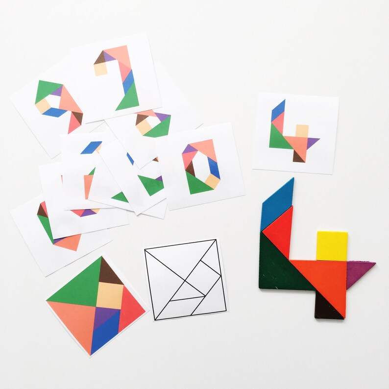 Tangram Number Puzzles: Shape Activities for Kids (downloadable) - Etsy