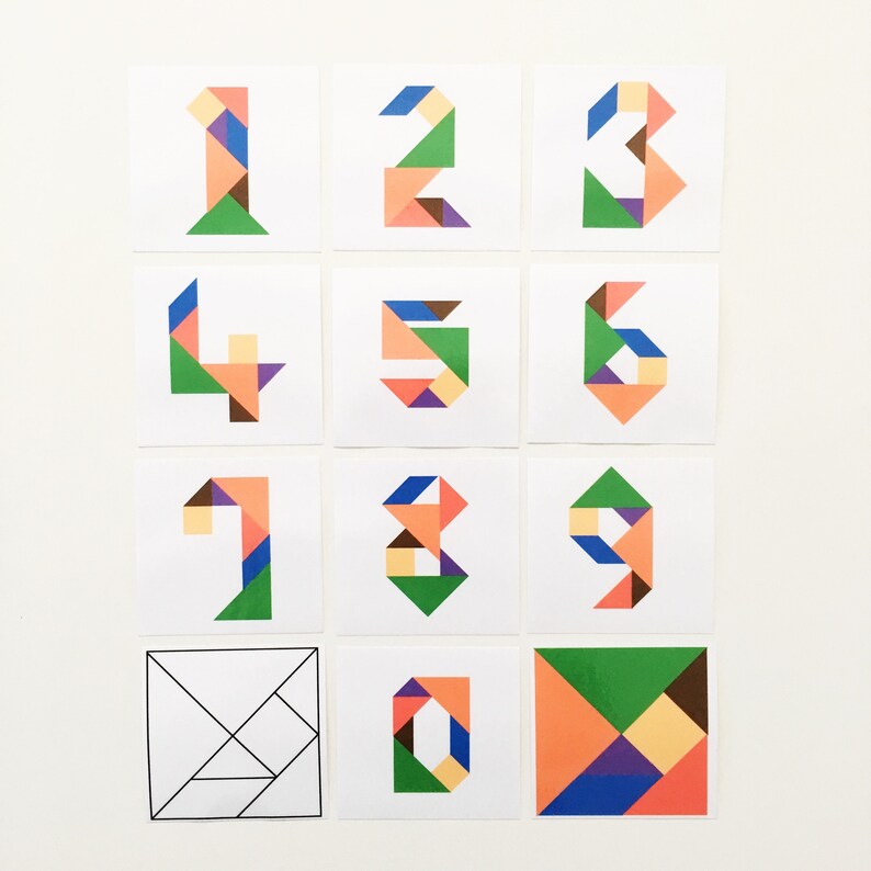 Tangram Number Puzzles: Shape Activities for Kids (downloadable) - Etsy