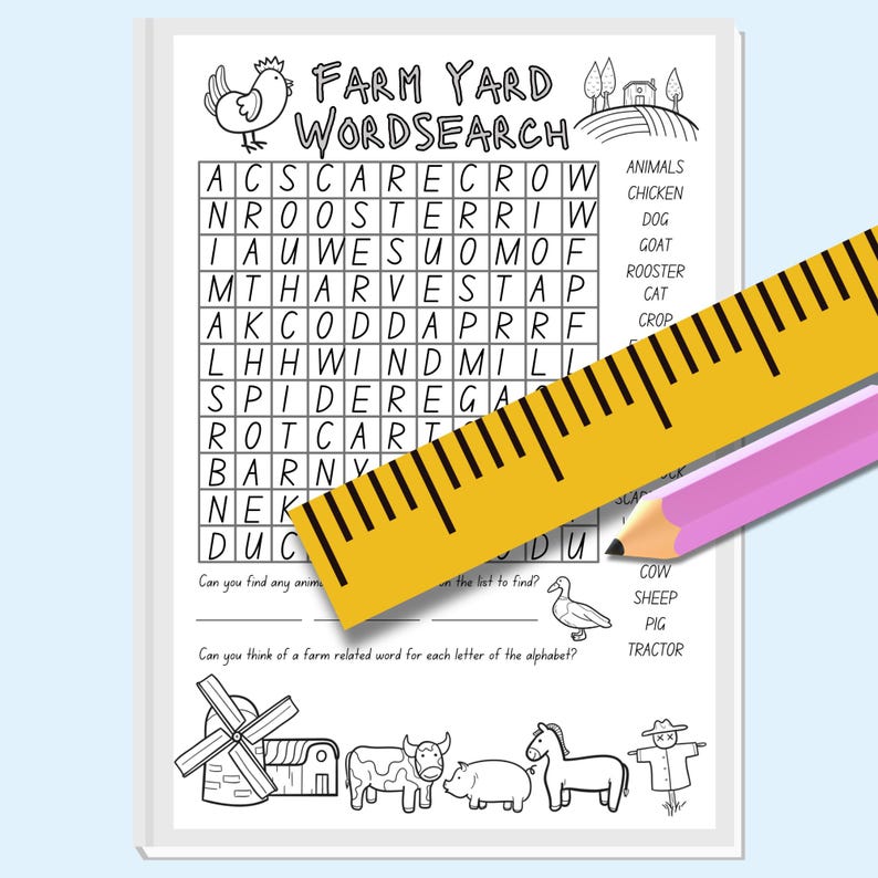 Farm Animal Word Search | Day at the Farm Themed Worksheet | Farm ...