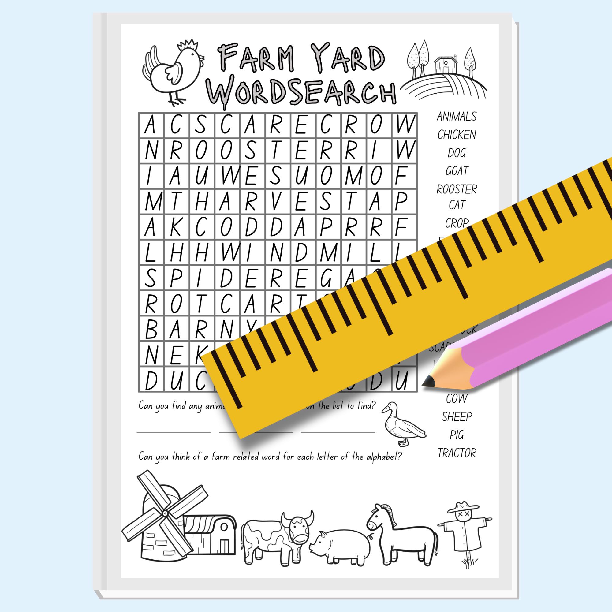 Farm Animal Word Search | Day at the Farm Themed Worksheet | Farm ...