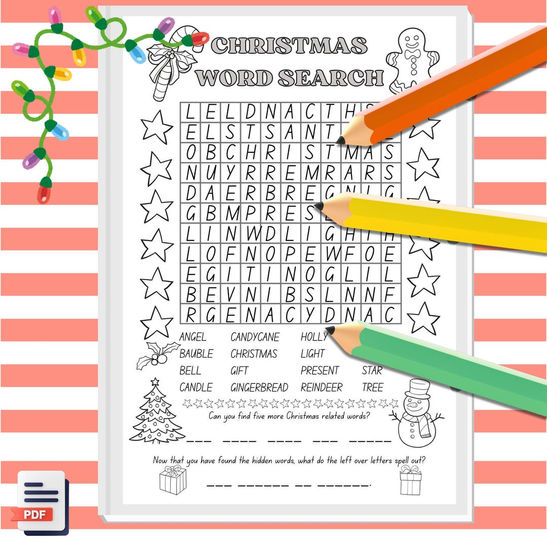 Kids Christmas Word Search | Festive Worksheet and Colouring Page ...