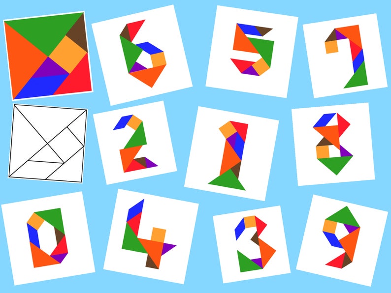 Tangram Number Puzzles: Shape Activities for Kids (downloadable) - Etsy