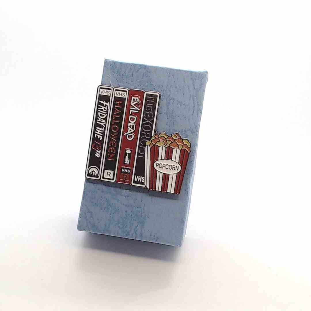 LARGE Horror Movie VHS Tapes and Popcorn Enamel Pin - Etsy