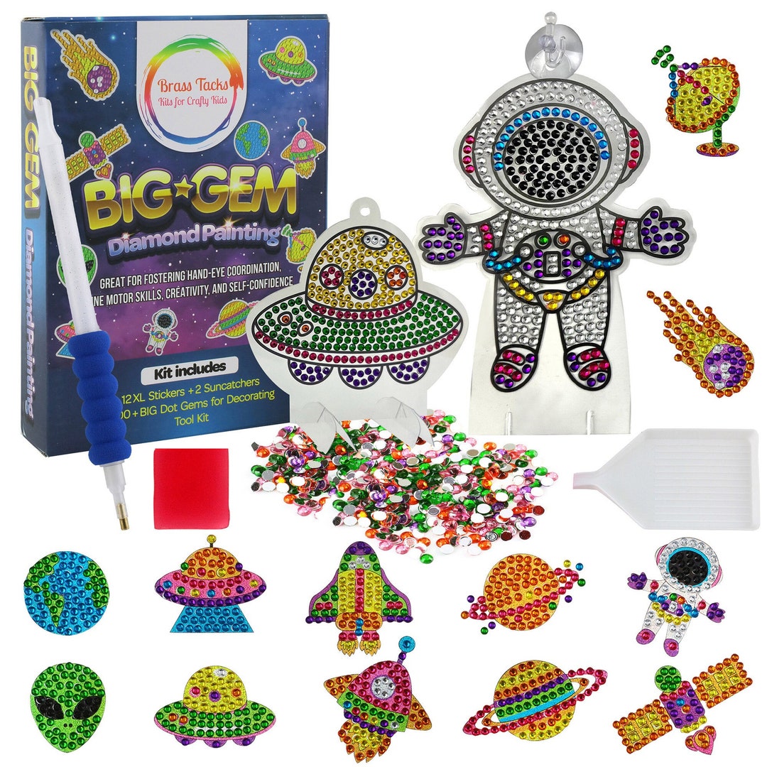 Big Gem Diamond Painting Craft Kit for Kids, Stickers and Suncatchers ...
