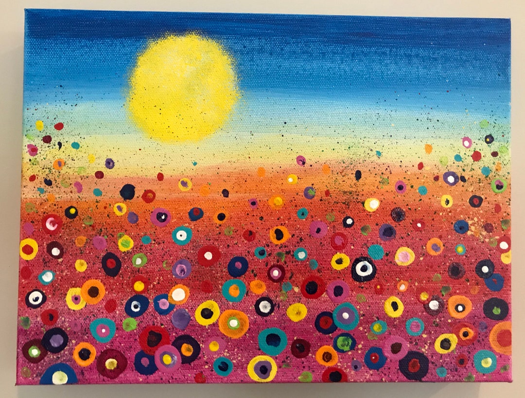 Spring Floral Abstract Splatter CUSTOM Painting 9x12 Gallery Wrapped ...