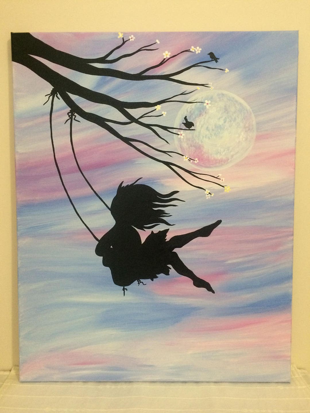 Custom Hope Swing // Girl on a Swing Silhouette Painting 8x10 // Gifts ...