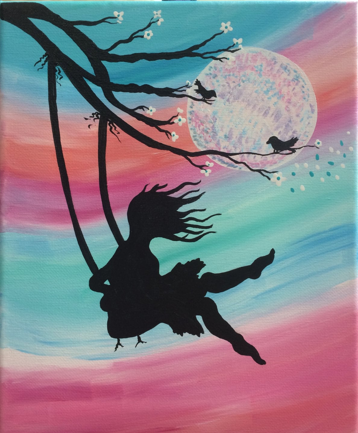 Custom Hope Swing // Girl on a Swing Silhouette Painting 8x10 // Gifts ...