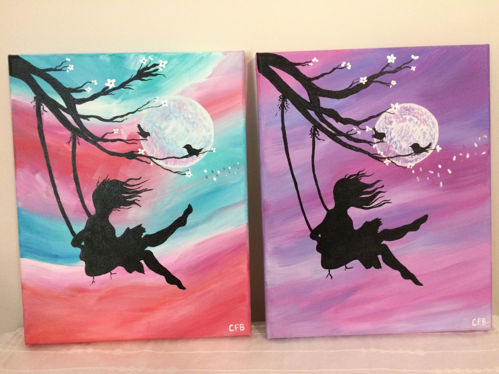 Custom Hope Swing // Girl on a Swing Silhouette Painting 8x10 // Gifts ...