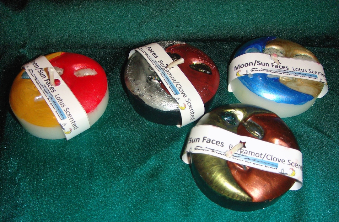 Plate Votive Candles Sun & Moon Faces Soy/bee Blend Wax - Etsy