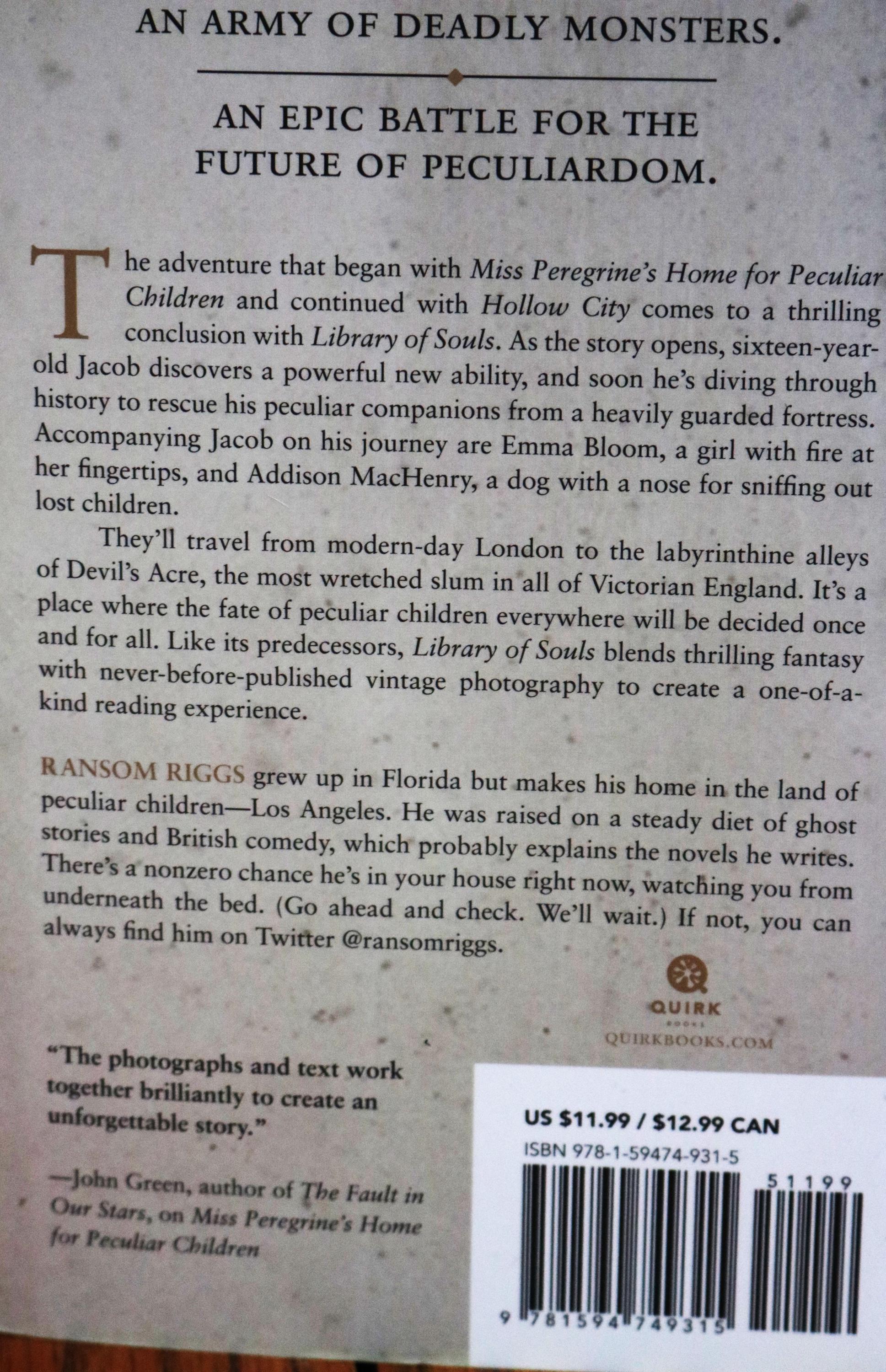Library of Souls, Third in Series, Miss Peregrine's, Paperback, by ...
