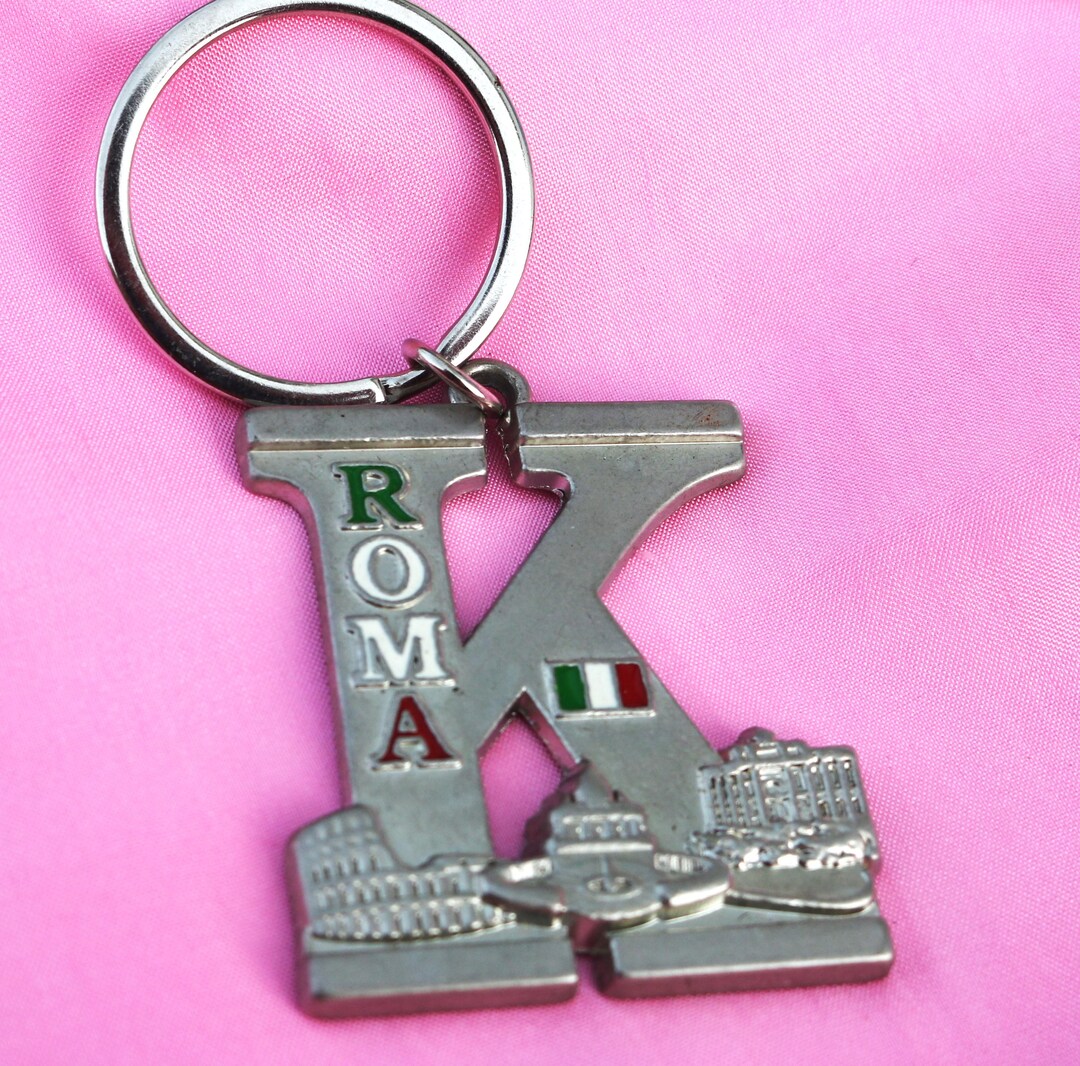 Roma Keychain, Letter Souvenir Metal, Enamel, Letter K, Italy - Etsy