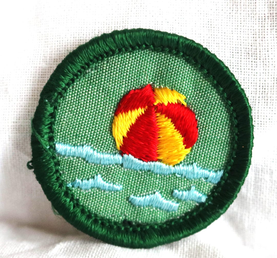 Vintage, Girl Scout, Water Fun, Badge, Patch, Embroidered, Green Border ...