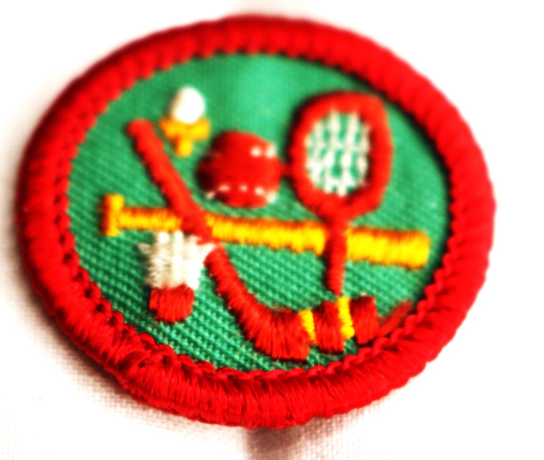 Girl Scout, Junior, 1980's, Sports Sampler, Badge, Tennis Hockey ...