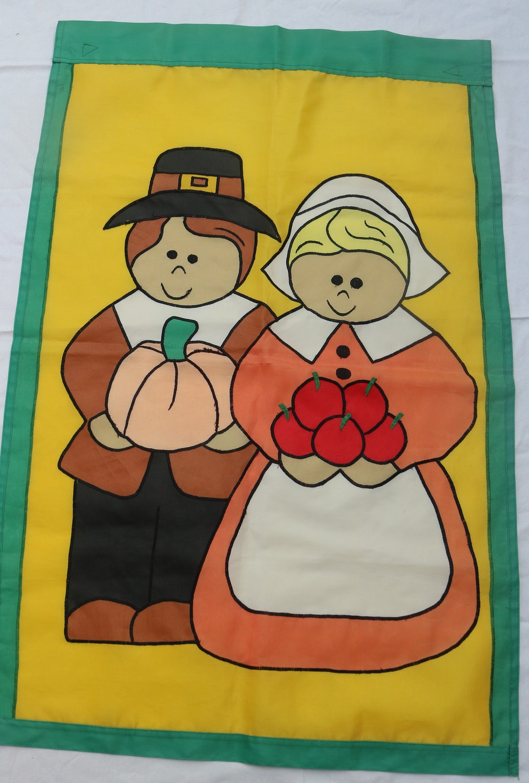1993 Vintage Pilgrims, Fall, Autumn/ Garden Porch Flag/ Decorative ...
