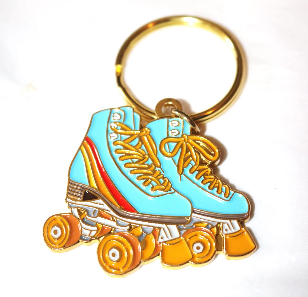 Keychain, Roller Skates, by Found, Gold Tone, Key Ring, - Etsy