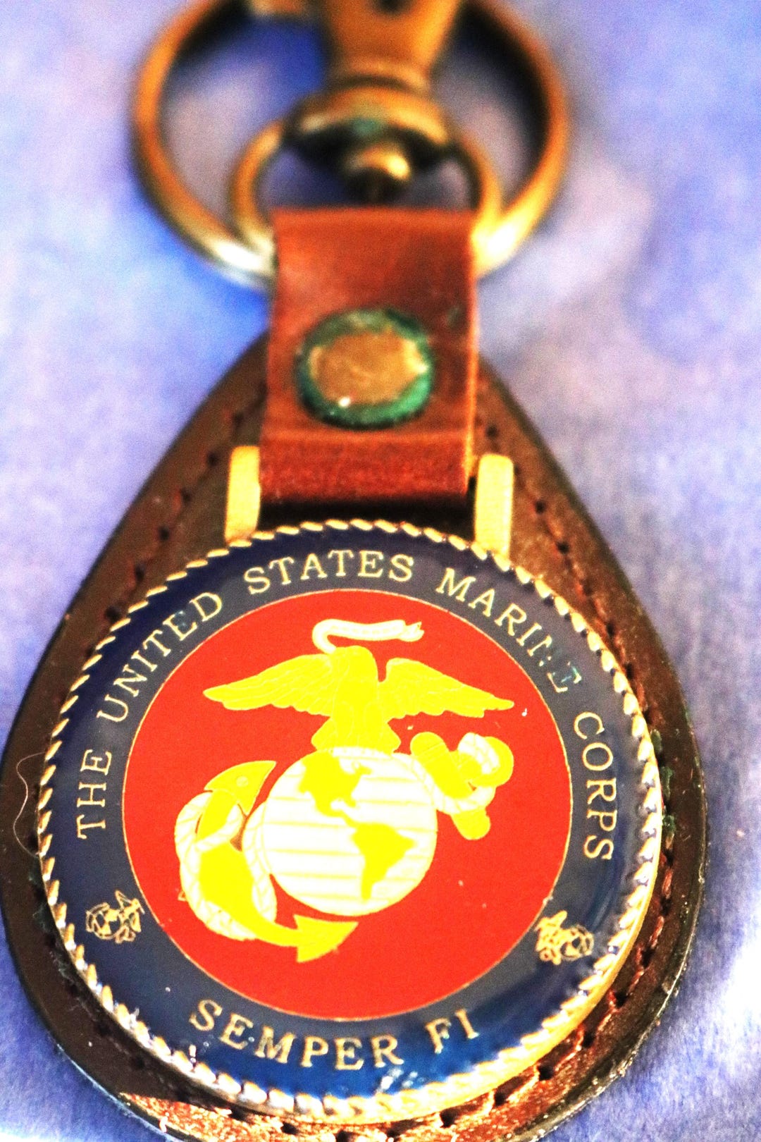 The United States, Marine Corps Semper FI, Brown Leather Keychain, - Etsy