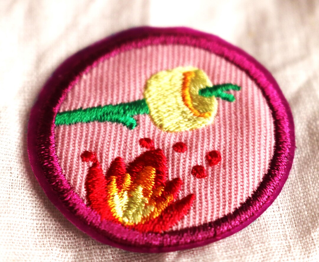 Girl Scout, Junior ECO Camper Badge, Marshmellow Over Fire, Patch ...