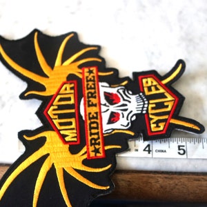 Vintage, Motorcycle Vest Patch, Bat Wings, Motor Cycles Ride Free ...
