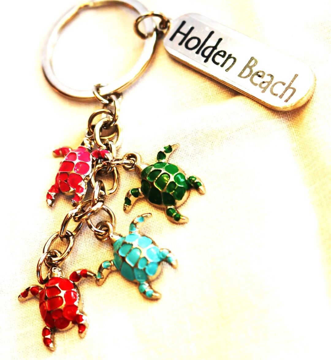 Holden Beach, Sea Turtles, Key Ring, Keychain, 4 Turtles, Bag Charm - Etsy