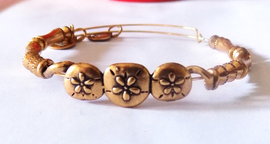 Vintage, Alex and Ani, Sand Dollar Wrap, Bangle Bracelet, Gold Tone ...