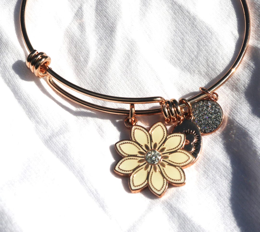 Footnotes, Wildflower, Rose Gold Tone Metal, Expandable, Inspirational ...