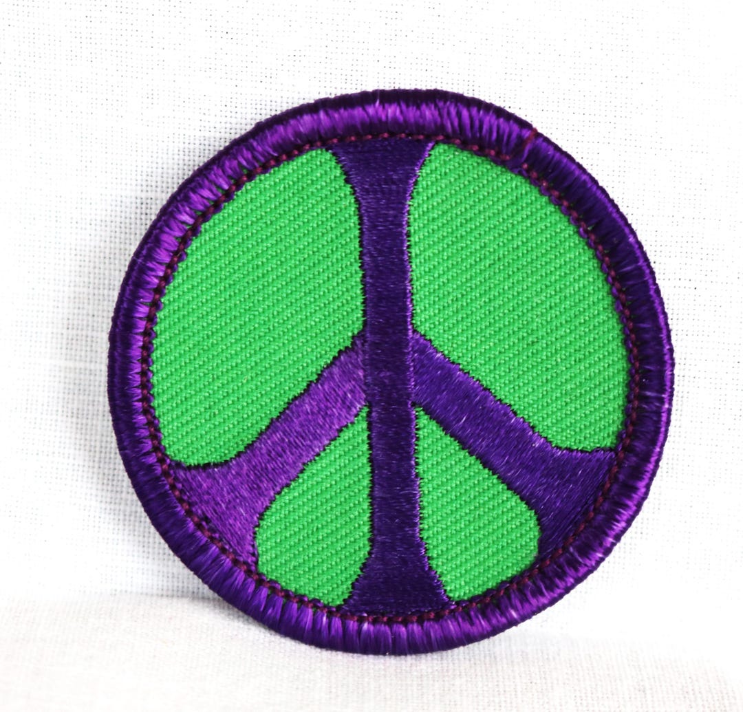 Peace Patch, Green and Purple Peace Sign, Embroidered, Purple Border - Etsy