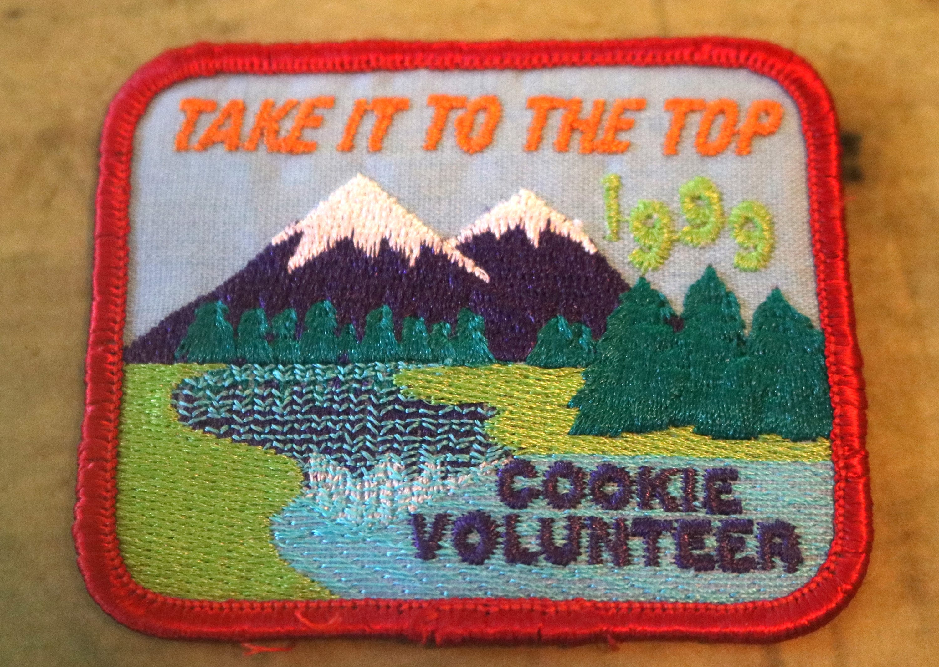 Vintage, Girl Scout Cookie Volunteer Patch, 1999, Take It to the Top, Embroidered Patch ...
