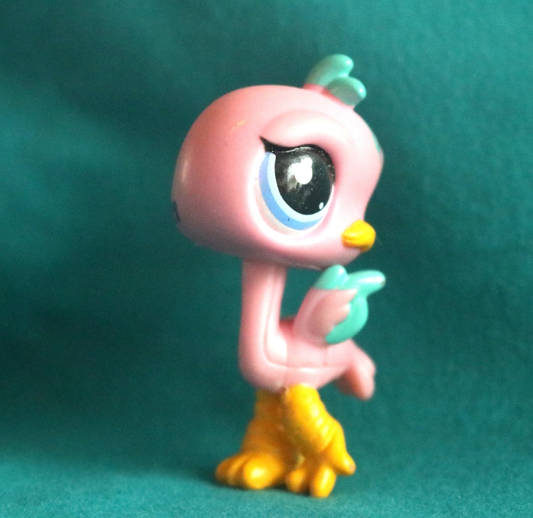 Littlest Pet Shop, Pink Ostrich Bird, Blue Eyes, Hasbro LPS Flower on ...