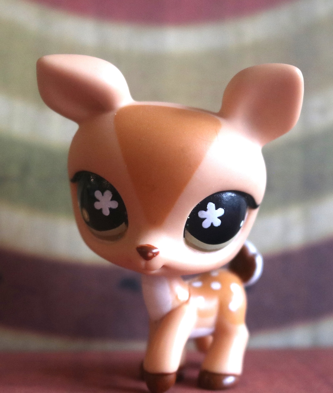 Littlest Pet Shop, LPS, 634, Fawn Deer, Tan Brown Spots, Green Flower ...