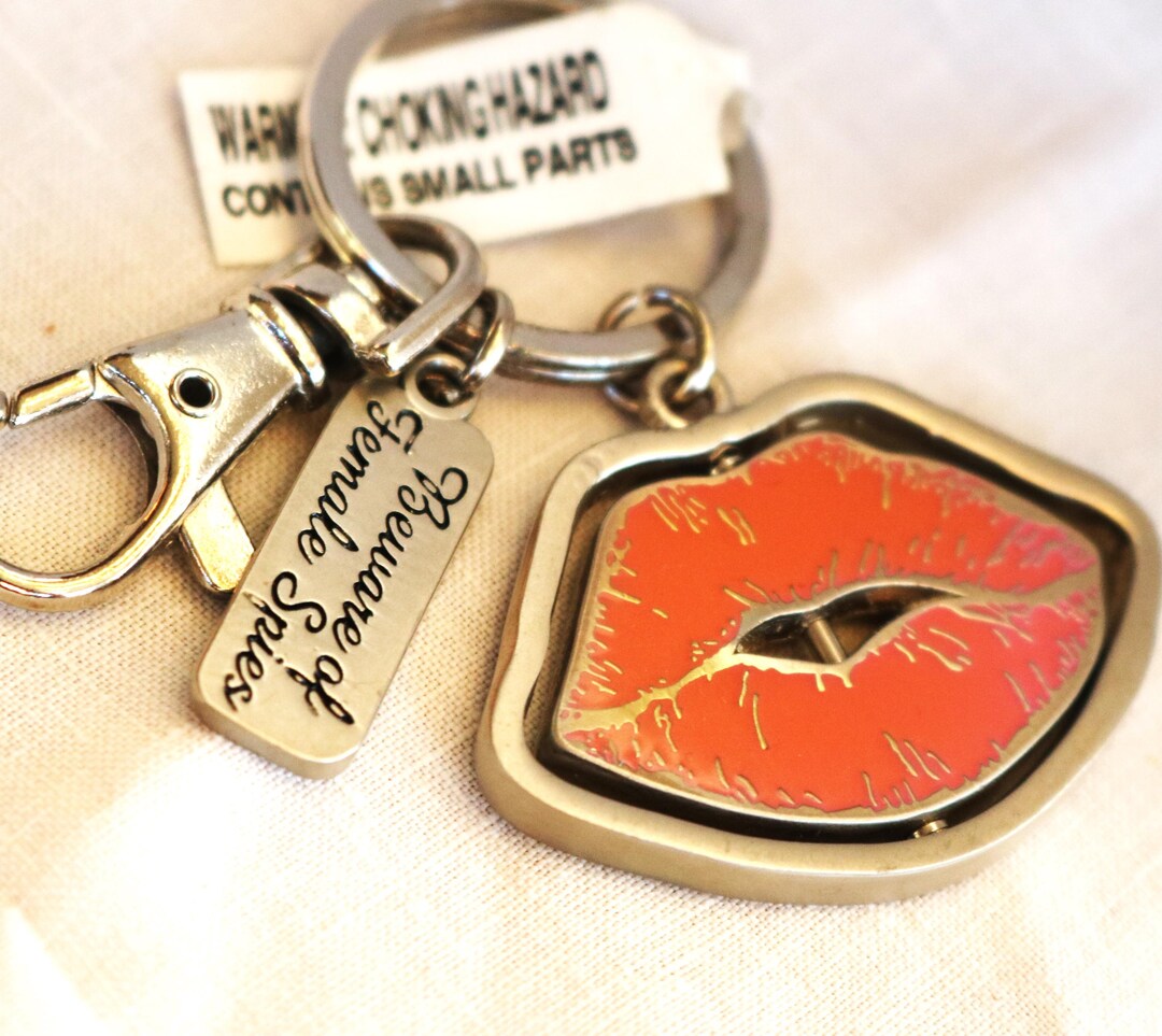Hot Lips Keychain, Swivel Lips, Beware of Female Spies, Pink Lips, Not ...