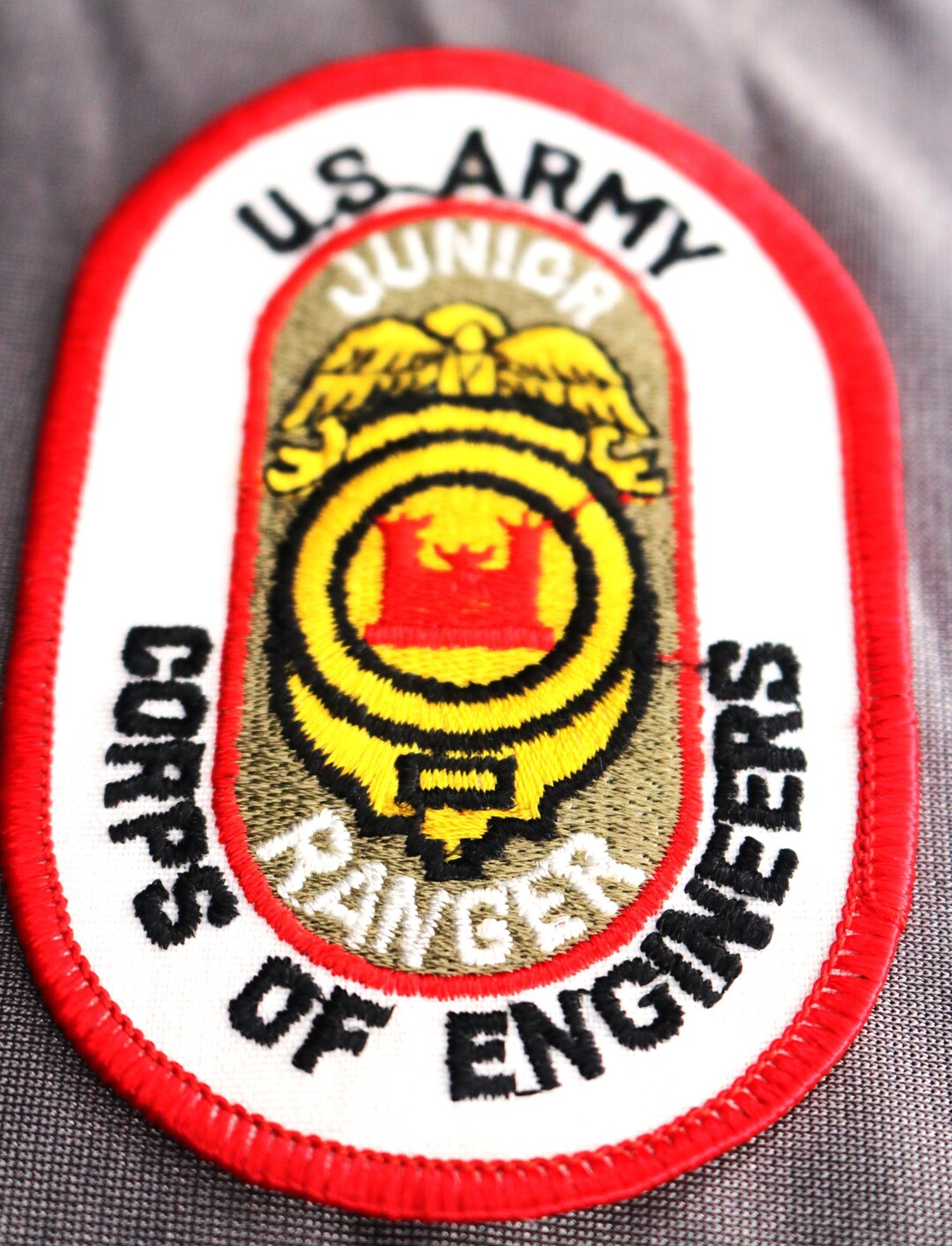 Vintage, 1960's to 70's, U.S. Army Junior Ranger, Corps of Engineers, Patch, Embroidered, Red ...