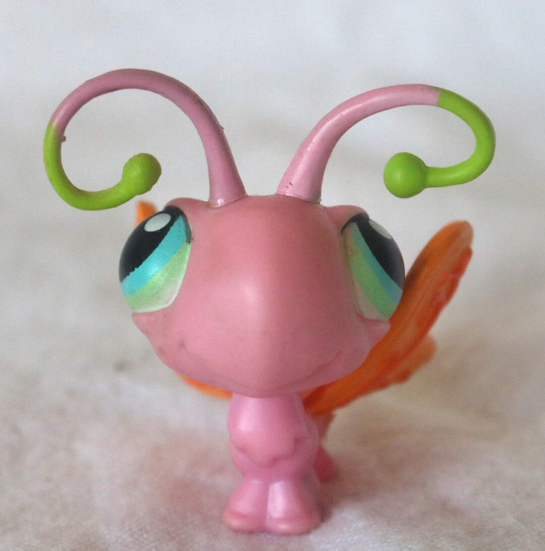Littlest Pet Shop, LPS, Pink Butterfly, Blue Dot Eyes, Hasbro, Figure ...