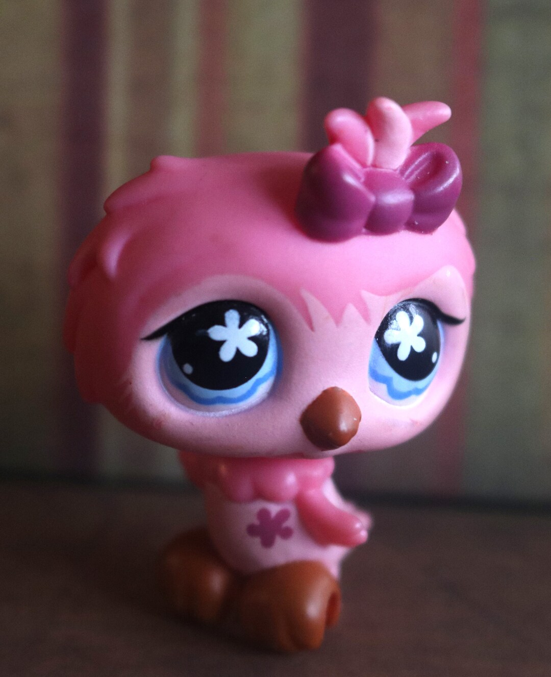 Littlest Pet Shop, LPS, Pink Owl With Bow on Top, # 496, Hasbro, Figure ...