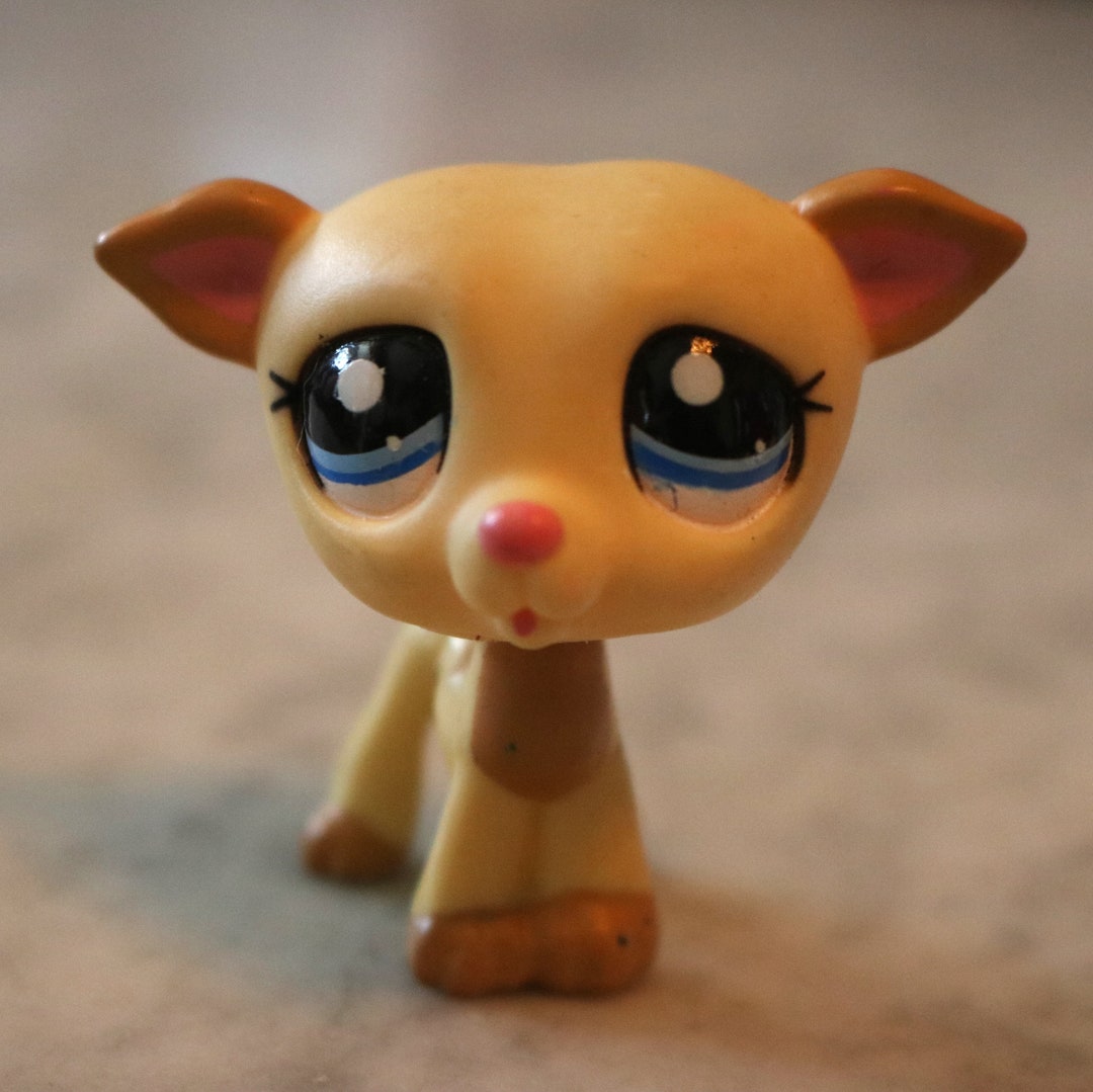 Littlest Pet Shop, LPS, Yellow Greyhound Puppy, Dog, # 2041, Blue Dot ...