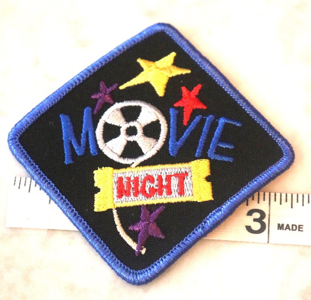 Movie Night, Patch, Fun Patch, Scouts, Collectible, Embroidered, Blue ...