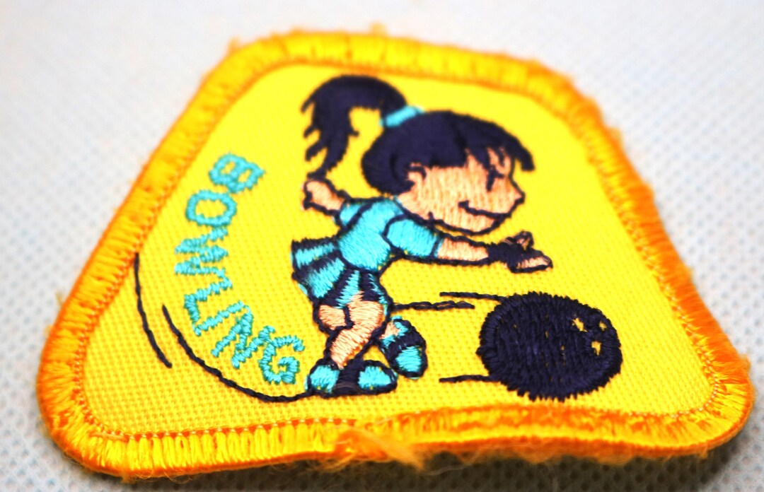 Vintage, Girl Scouts, Bowling Fun Patch, Yellow Border, Embroidered - Etsy