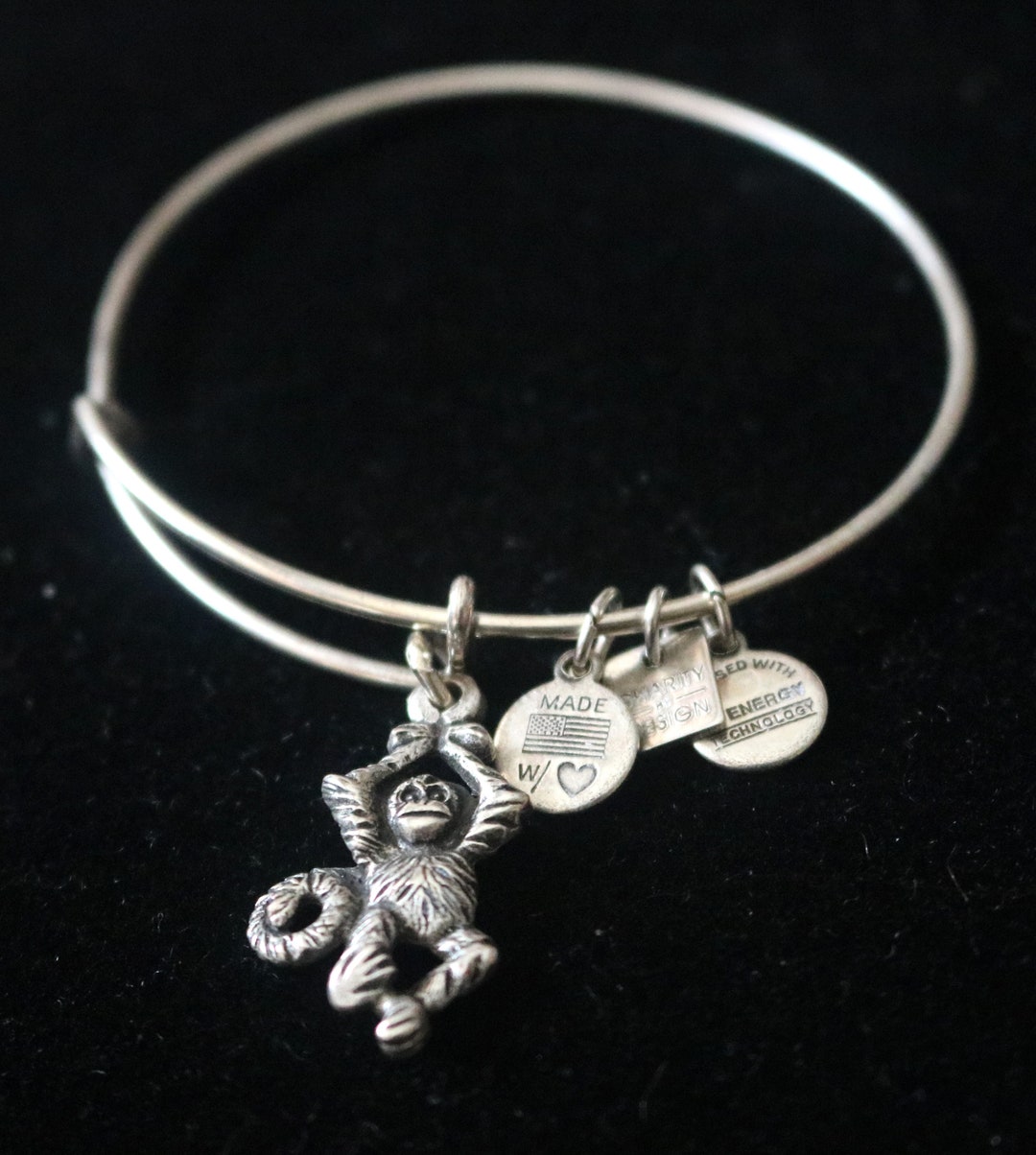 Alex and Ani, Monkey Charm, Adjustable, Silver Tone Metal, Bangle ...