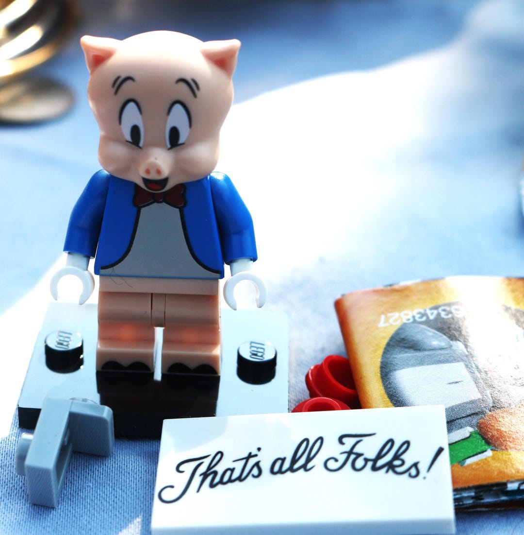 Lego Looney Tunes, Porky Pig, That's All Folks, Minifigure, Collectible ...