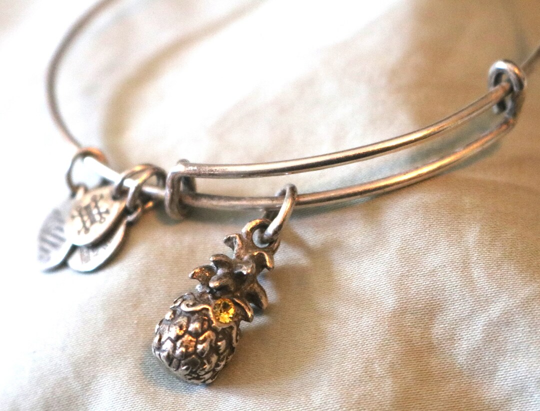Alex and Ani, Charm Bangle, Bracelet, Pineapple, Single Yellow Crystal ...