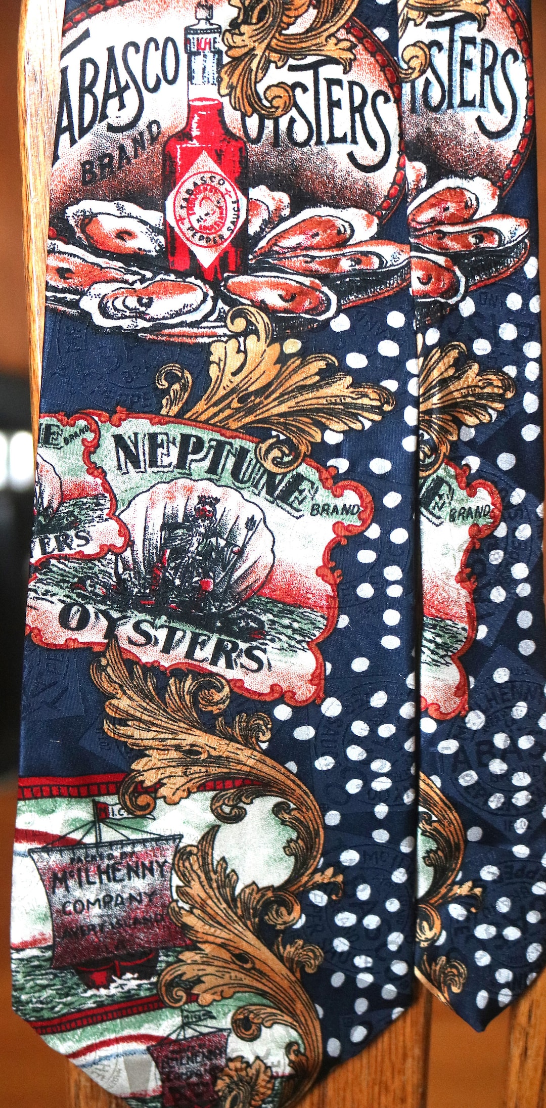 Vintage Tabasco, Mens Tie, Tabasco Hot Sauce, Novelty Print, Neptune ...