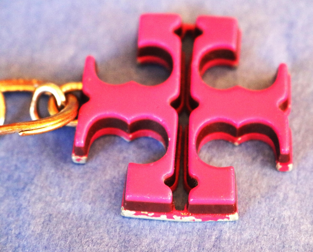 Tory Burch Logo, Keychain, Raspberry Color, Key Ring, Bag Charm - Etsy