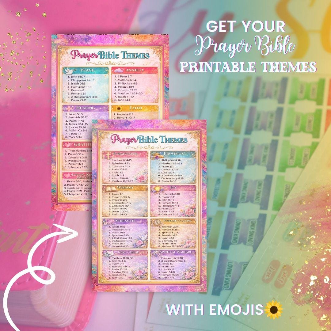Prayer Bible Themes Scripture Printable Pack Set 1 - Etsy