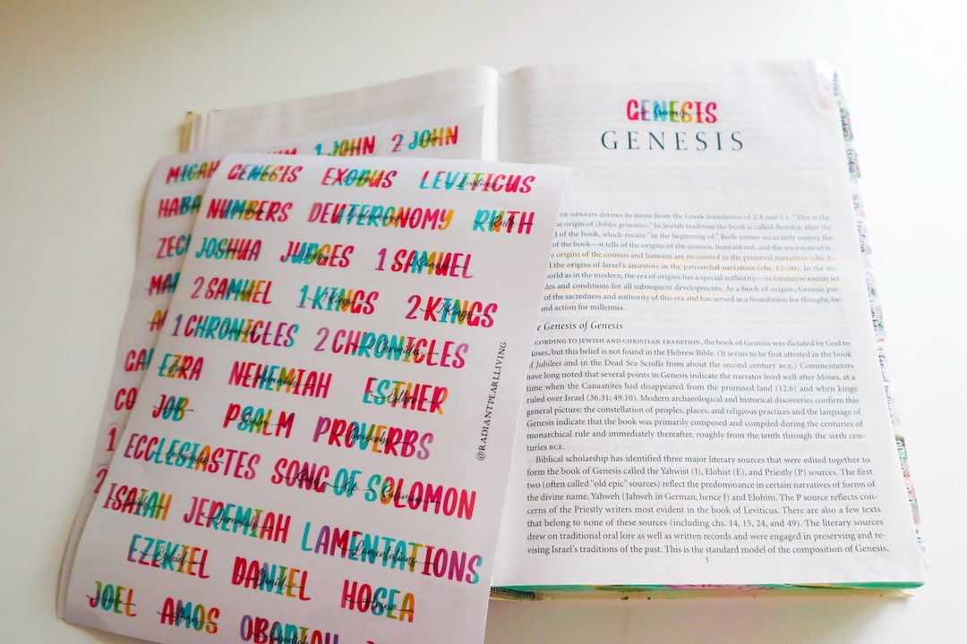 Books of the Bible Header Clear Vinyl Sticker Labels| Colorful Bible ...
