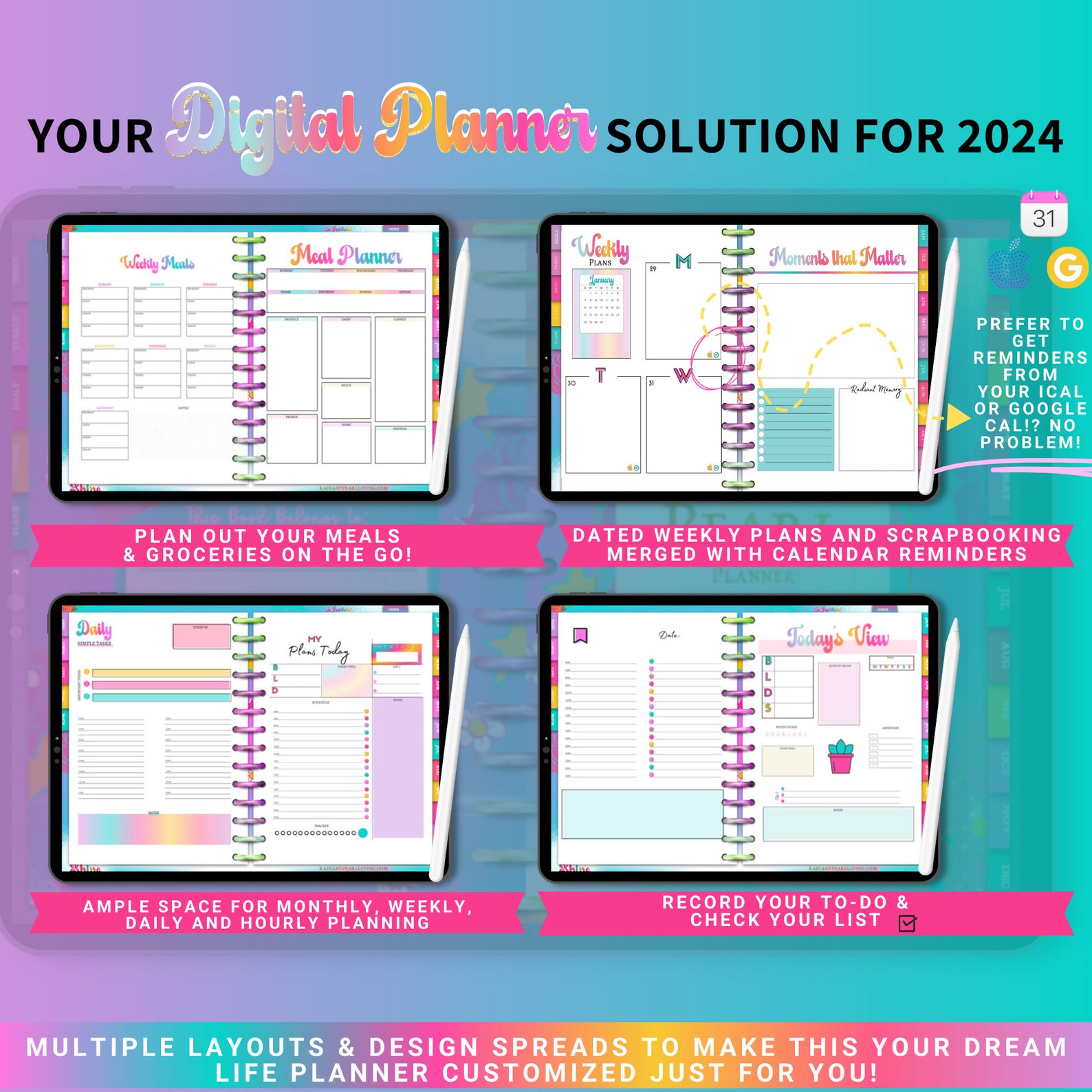 2024 Yearly/monthly/weekly Planner Full Year Printable Planner Insert ...